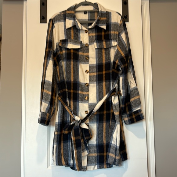 SHEIN | Dresses | Plaid Flannel Shirt Dress | Poshmark